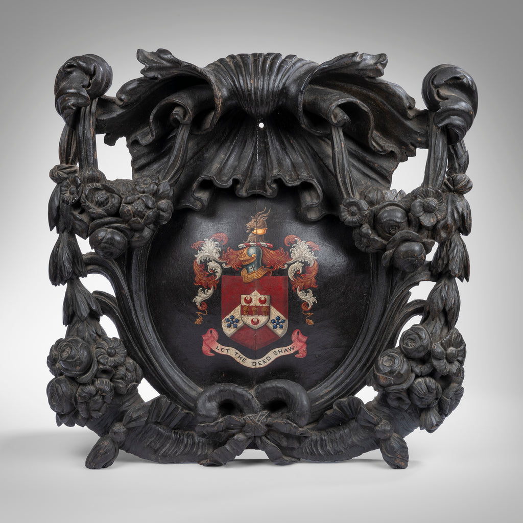 Nineteenth Century carved oak coat of arms – Reindeer Antiques