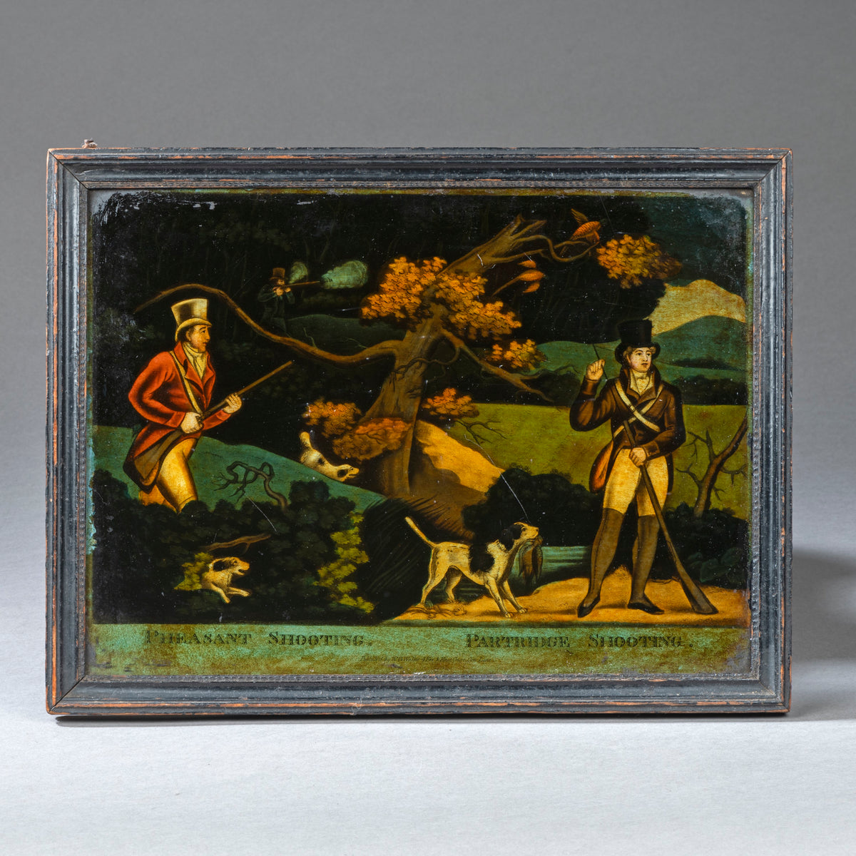 Antique Georgian Reverse Glass Print of Pheasant Shooting - Reindeer ...