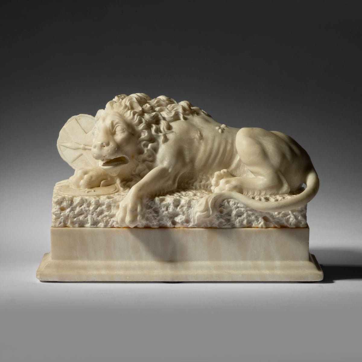 Antique Carved Alabaster Lion Of Lucerne | Reindeer Antiques