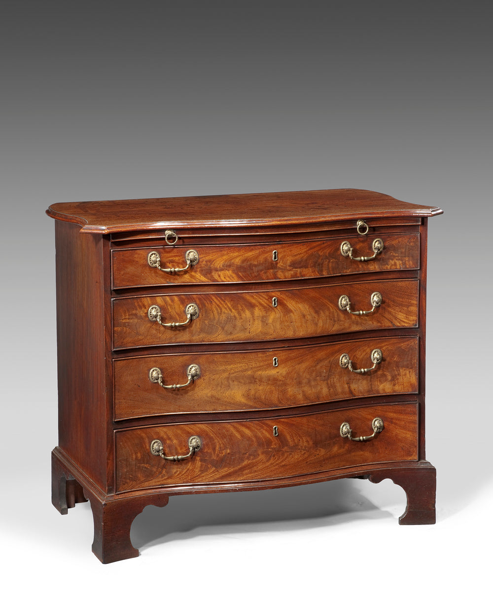 Chippendale Period Mahogany Veneered Serpentine Commode – Reindeer Antiques