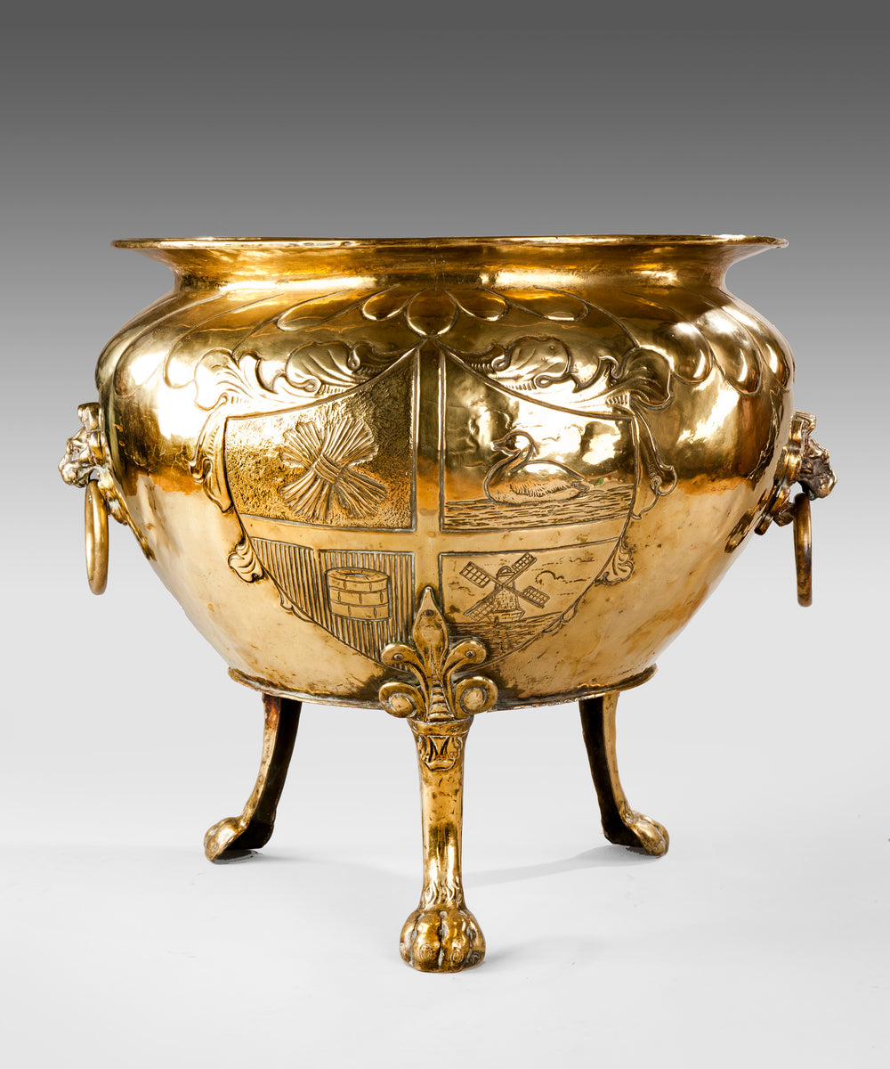 Large 19th Century Brass Dutch Log Bin – Reindeer Antiques