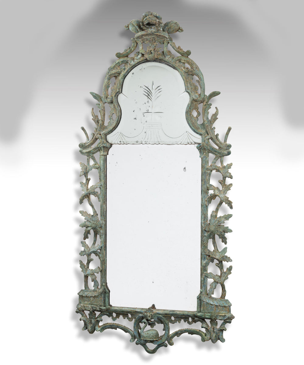 Georgian Rococo & Chinoiserie Painted & Carved Mirror – Reindeer Antiques