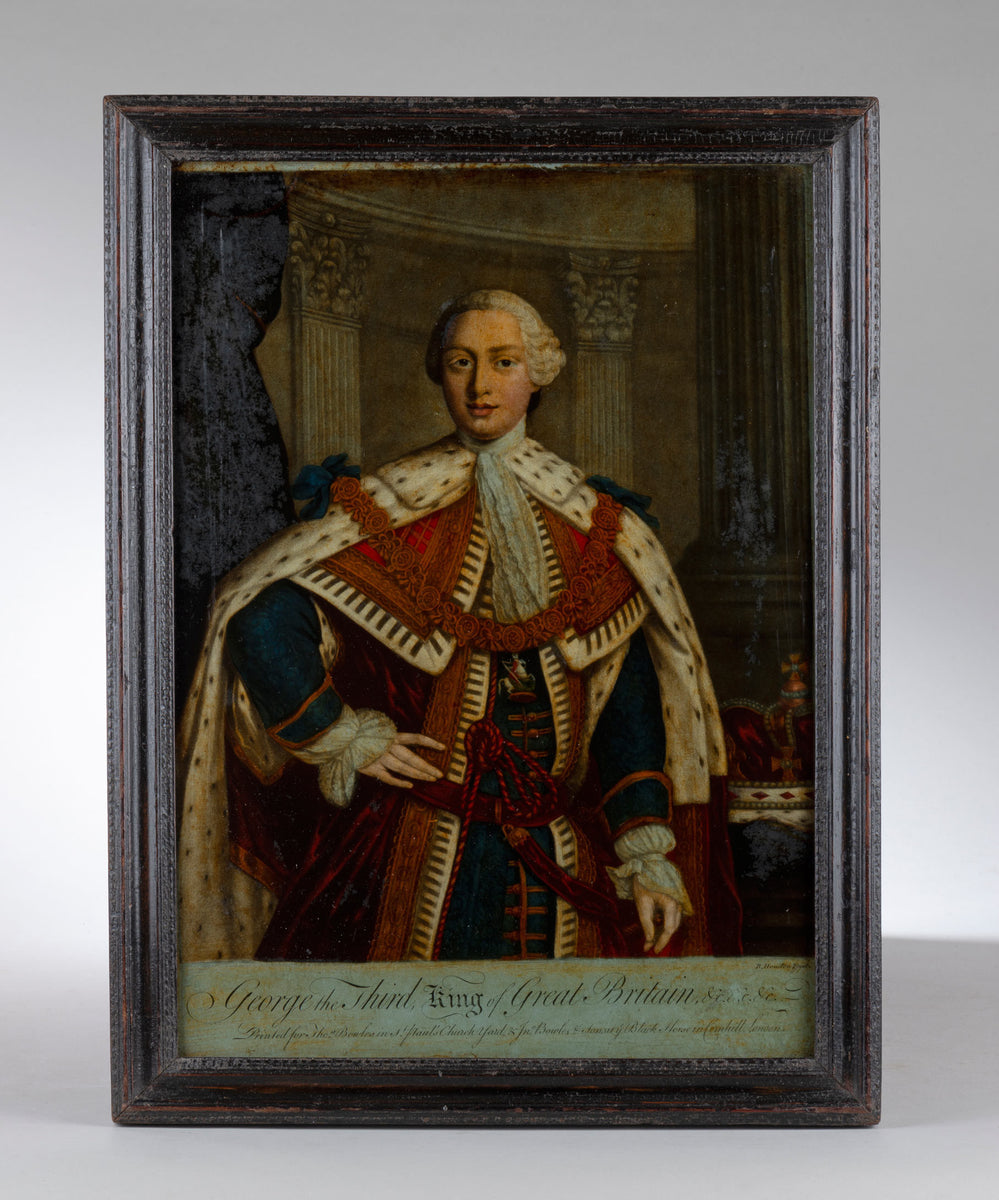 King George III reverse glass print – Reindeer Antiques