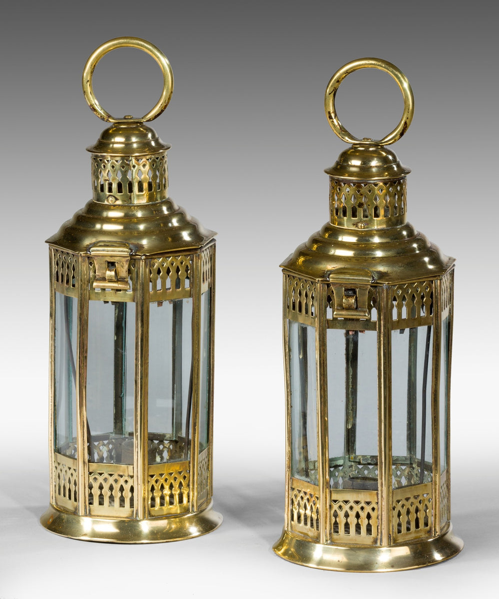 A pair of Georgian brass hand lanterns. – Reindeer Antiques